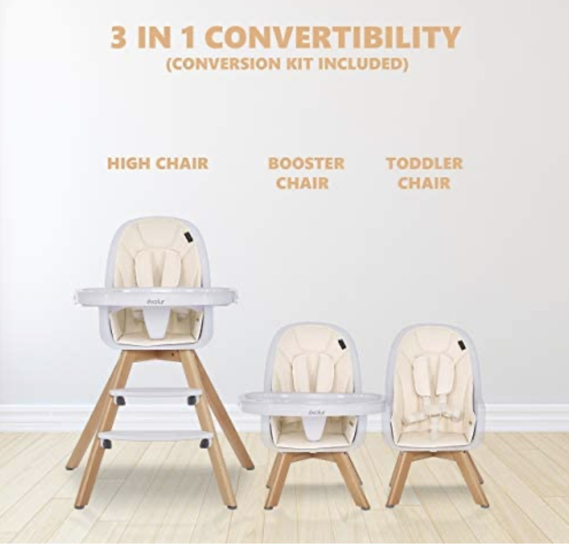 Zoodle 3 in 1 High Chair GREY – Paraiso Infantil